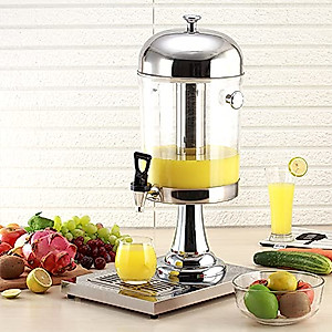 FIPUEN Single Beverage Dispenser, 2Gal/8L Stainless Steel Drink Dispenser, Juice Dispenser With Drip Trays, Central Cube for Insulation/Heating/Cooling, Suitable for Restaurant Home Hotel Party Bar