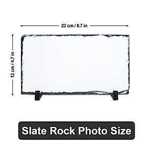 MR.R Sublimation Blank Rectangular Rock Slate Photo Plaque Picture Frame, Customized Photo Frame Novelty For Wedding,Birthday,Baby Birth (12x22cm)
