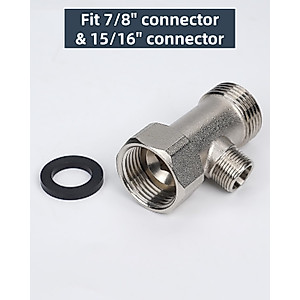 Hibbent Bidet T Adapter, Metal T Valve for Bidet(7/8” x 7/8” x 3/8”), 3 Way Tee Connector Bidet Attachment for Toilet