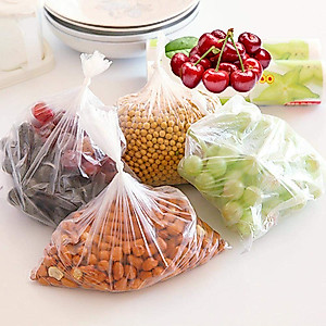 Muotich 12x20 Plastic Produce Bag on a Roll Food Storage Clear Bags for Fruits Vegetable Bread, 350 Bags Per Roll