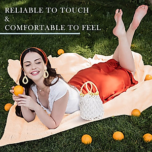 Sweetude Mini Clutch Tote Handbag 2 Pairs Rattan Earrings for Women Girls Bucket Drawstring Handbag Bohemian Woven Clutch (White)