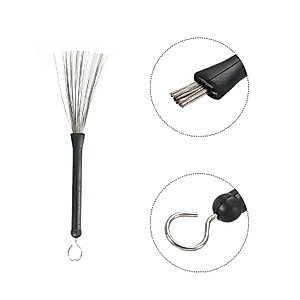 MECCANIXITY Drum Stick Brush Set 1 Pair Retractable Metal Drum Wire Brushes 1 Pair White Nylon Drum Brushes 2 Pair Rods Drum Brushes for Jazz Acoustic