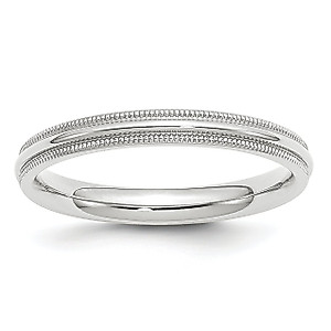 Solid 10k White Gold 3 mm Comfort Fit Milgrain Wedding Band Ring Size 4