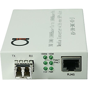 Multimode LC 850 nm Gigabit Fiber Media Converter - Includes SFP 550 m (0.34 Miles) LC – to UTP Cat5e Cat6 10/100/1000 RJ-45 – Auto Sensing Gigabit or Fast Ethernet Speed - Jumbo Frame - LLF Support