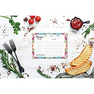 Pioneer Woman Recipe Box with Cards (50 Count Floral Recipe Cards), Recipe Card Box, Recipe Boxes, Recipe Cards 4x6 Inches, 4x6 Recipe Cards, Wooden Recipe Box (Acacia)