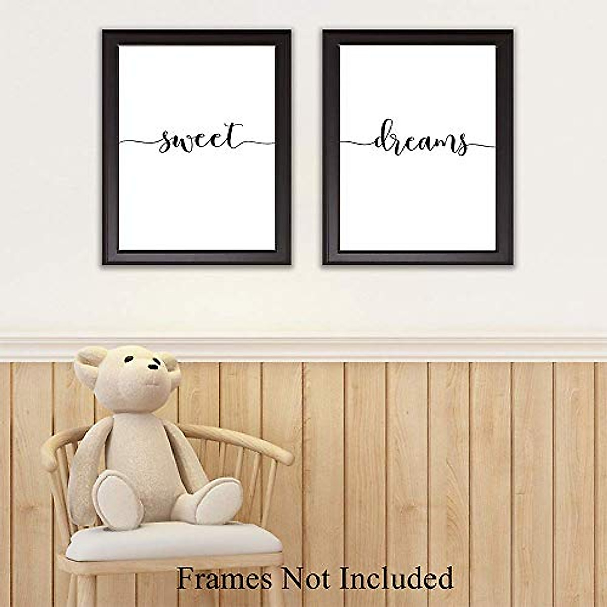 Sweet Dreams Art Print - Wall Decor Pictures Above Bed, Great Bedroom and Nursery Decor, Minimalist Wall Art Gift, Set of 2 11x14 Unframed Typography Art Print Poster