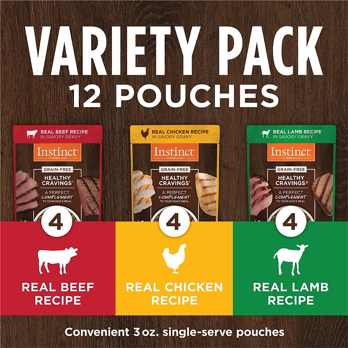 Instinct Healthy Cravings Grain Free Recipe Variety Pack Natural Wet Dog Food Topper by Nature's Variety, 3 Ounce (Pack of 12)