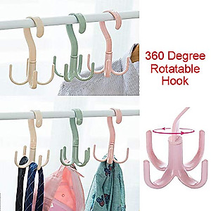 Closet Hanging Organizer Storage Purse Rack Handbag 360 Degree Rotating 4 Hooks for Belt Scarf Tie Rack Holder