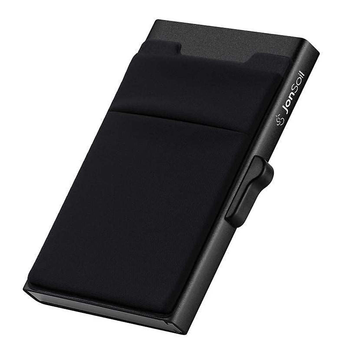 Jonsoil Minimalist Pop-up Mens Card Holder Smart RFID Wallet | Aluminum Metal Bank Card Case with Money Pocket | Slim Business Card Front Pocket Travel Wallet (Black)