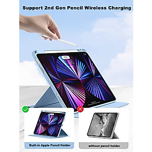 Rotating Case for iPad Mini 6 (iPad Mini 6th Generation 8.3 Inch) - [Built-in Pencil Holder] 360 Degree Rotate Stand Cover, Clear Transparent Back Shell (iPad Mini 6(8.3 inch), Sky Blue)
