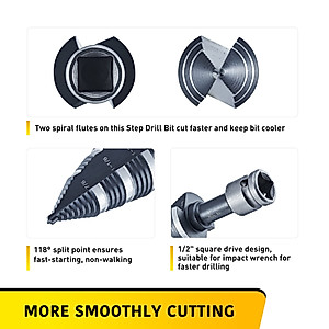 Anfrere M2 HSS Step Drill Bit for Impact Drills, 7/8", 1-1/8", 1-3/8" Black Cone Drill Bits for Steel Metal Sheet Hole Drilling Cutting, Multiple Hole Unibit, Stepped Up Bits Home Tools