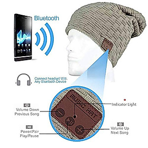 BearsFire Wireless Music Beanie Hat Headphone wiht Bluetooth Stereo Speaker Mic Hands-Free Earphones Cap Winter Warm Thick Skull Knit Music Hat Gifts for Men Women Ourdoor Sports Skiing Skating Hiking