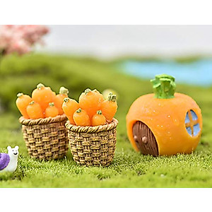 HoneyToys Resin Mini Rabbits Mini Carrot with Basket, Miniature Figurines, Fairy Garden Accessories, Fairy Garden Supplies, Fairy Garden Animals for Fairy Garden, Plant Pots, Bonsai Craft Decor