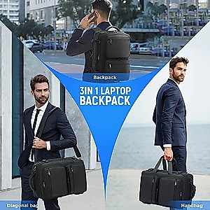 XJ-HOME Travel Backpack For Men,3 in 1 Expandable Laptop Backpack,As Personal Item Flight Approved Carry On Bag For Men and Women Fits 17.3 Inch Notebook,Black