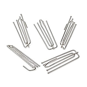 Mateda Stainless Steel Curtain Pleater Tape Hooks, 4 Prongs Pinch Pleat Hook ClipTraverse Pleater 4 End Hooks (60Pcs)