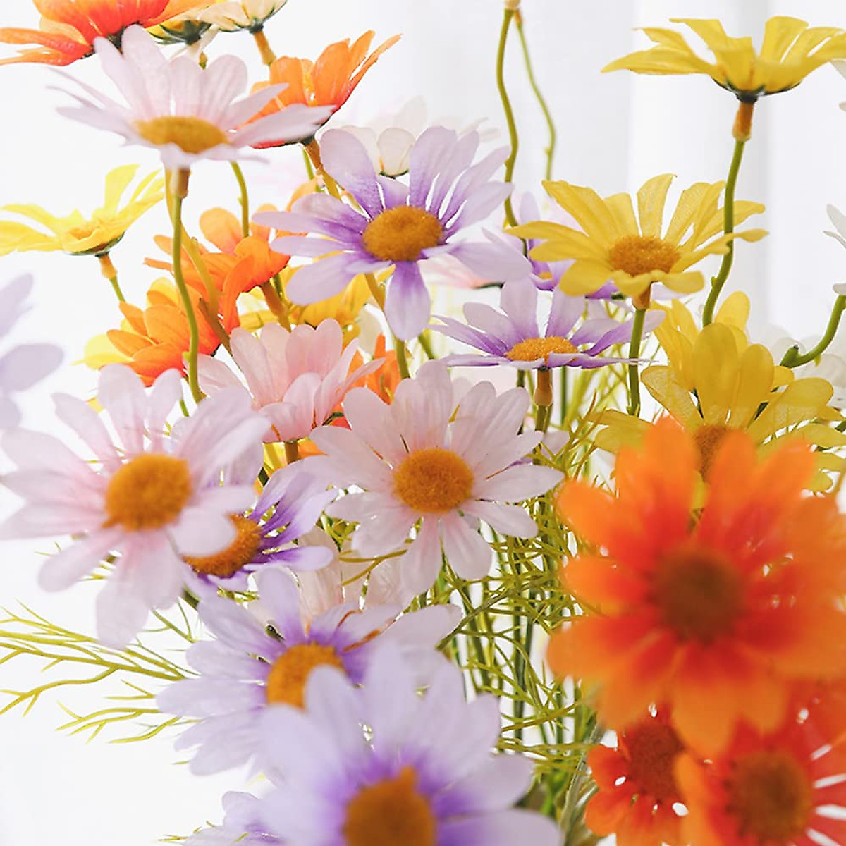 MexSpFit Artificial Flowers Outdoors Fake Daisy,20 Bundles Silk Daisy，Fake Fall Flowers for Decoration，No Fade UV Resistant for Home Indoor Outside Hanging Planter Garden Wedding (Purple, 10)