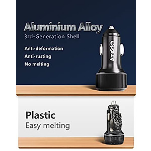 Car Charger USB-C 48W, Amasrich Cigarette Lighter USB Charger, Fast Charge Adapter with Type-C, PD&QC3.0 Dual Port for iPhone/Samsung/Pixel/Android/iPad/Cell Phone