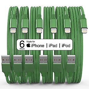 6Pack [Apple MFi Certified] iPhone Charger - 3/3/6/6/6/10 FT Lightning Cable Nylon Braided Fast Charging Data Sync Cord Compatible iPhone 14 Pro/13 Pro/12Pro Max/12/11 Pro Max/11/Xs