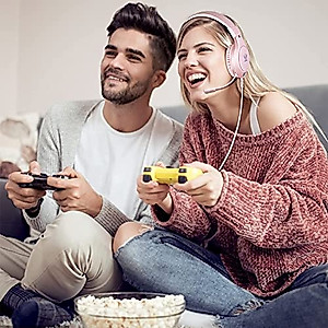 Pink Gaming Headset for Nintendo Switch, Xbox One, PS4,PS5, Bass Surround and Noise Cancelling with Flexible Mic, 3.5mm Wired Adjustable Over-Ear Headphones for Laptop PC iPad Smartphones