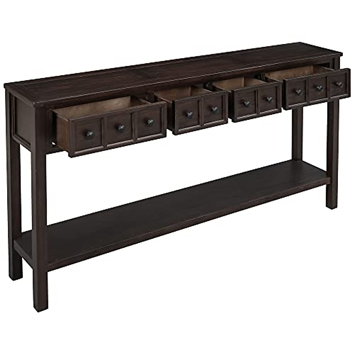 HABITRIO Antique Entry Console Table with Storage Drawers, 60" Long Sofa Table with Two Different Size Drawers and Bottom Shelf for Storage, Living Room Narrow Sofa Entry Table, Entryway (Espresso)