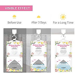 CANAGER Hanging Moisture Absorber, Lemon Rose Moistureproof Hanging Bag，Dehumidifier Bag (8 packs) Hanging Closet Dehumidifier Bags, Moisture Absorb 12.5 oz