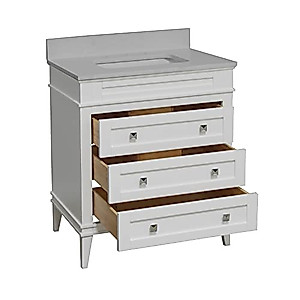 Eleanor 30-inch Bathroom Vanity (Quartz/White): Includes White Cabinet with Stunning Quartz Countertop and White Ceramic Sink