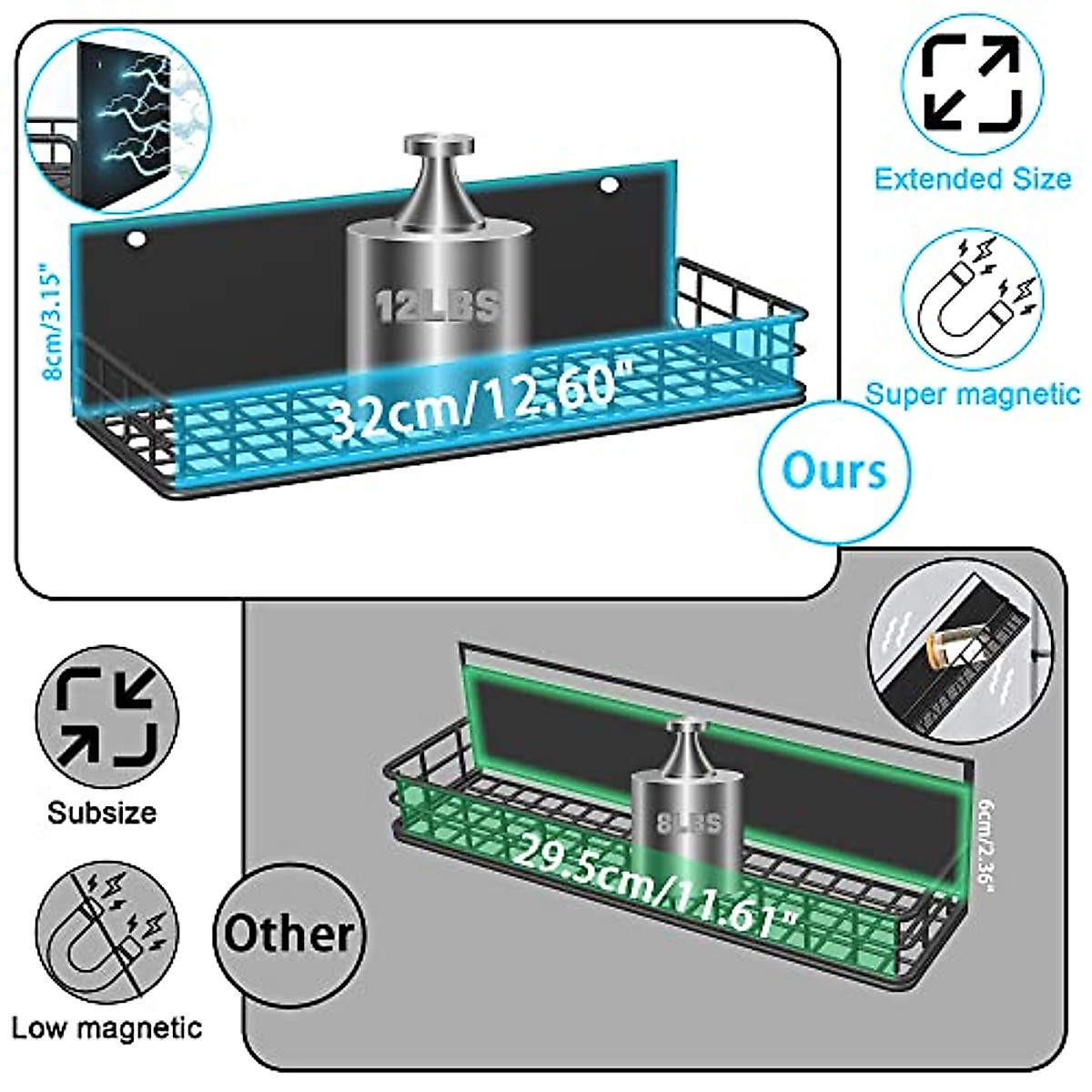 Spaclear Magnetic Spice Rack for Refrigerator, 4 Pack Spice Rack Organizer, Super Strong Magnetic Moveable Metal Kitchen Organization, Spice Rack Wall Mount Seasoning Organizer Rack, Fridge Organizer