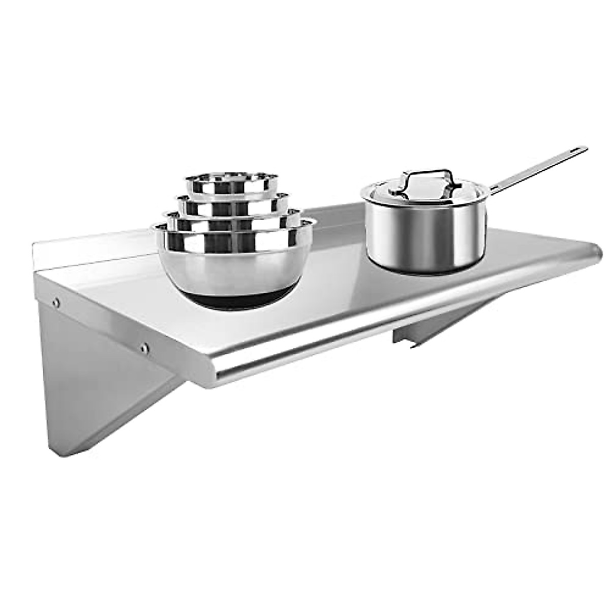 Karpevta Stainless Steel Wall Mount Shelf 12x24 Inch Stainless Steel Shelf Wall Mounted Stainless-Steel Shelf Wall Mountable for Kitchen, Utility Room