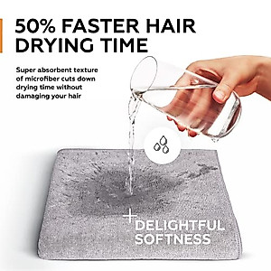 Super Absorbent Quick Dry No-Frizz Soft Microfiber Hair Towel Wrap for Curly, Coily or Tight Hair with Robust Elastic Strap for Drying and Plopping 20x40 inch, Gray