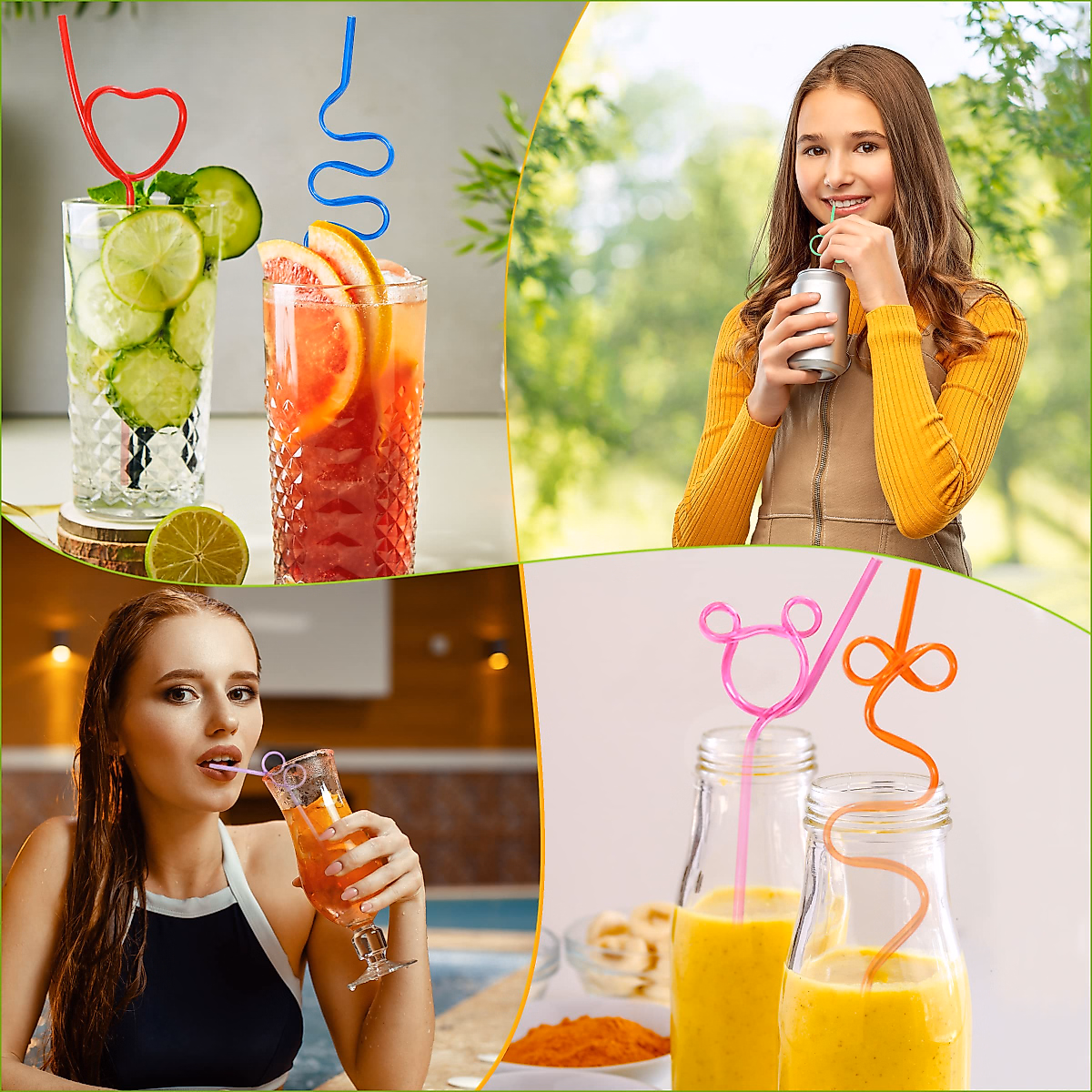 36 Pcs Crazy Straws, Colorful Funny Straws for Kids Reusable Silly Straws for Kids, Great for Parties and Birthday Party