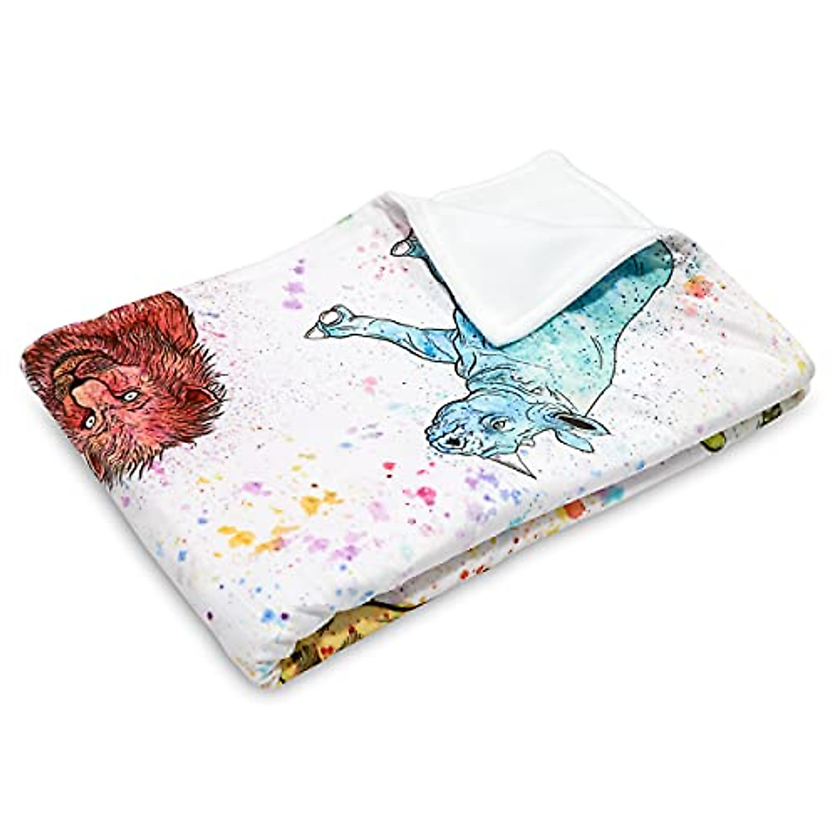 Colorful Animal Baby Blanket | 30 x 40 Inch | Extra Soft Minky Fleece | Unique Watercolor Design