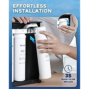 Vortopt Under Sink Reverse Osmosis System - 400 GPD Ro Water Filter System with Tank,Fast Flow, TDS Reduction,1.5：1 Pure to Drain, Water Filtration for Sink,USA Tech,Drinking Water Purifier,QR06