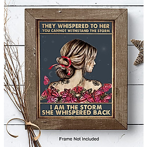 Inspirational Wall Art & Decor -LARGE 11x14- They Whispered to Her You Cannot Withstand The Storm Decor - She Whispered Back I Am The Storm - Boho Art - Positive Quotes - Encouragement Gifts for Women