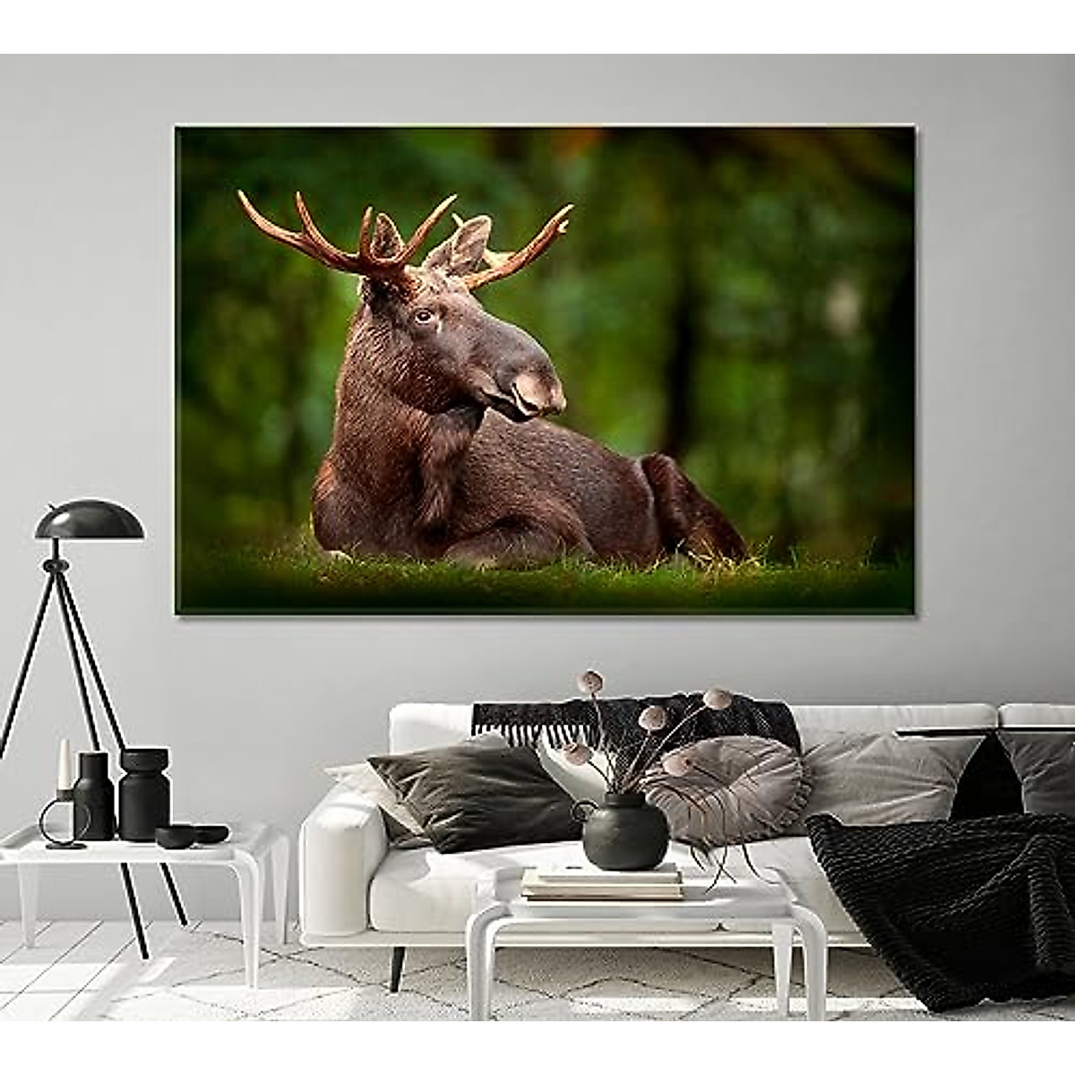 American Moose in Natural Habitat Canvas Print 5 Panels / 36x24 inches