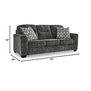 Signature Design by Ashley Lonoke Modern Sofa with 2 Accent Pillows, Gray