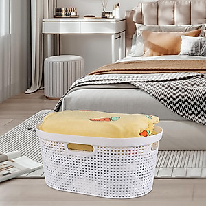 Ponpong 42 L Plastic Laundry Hamper, Plastic Laundry Basket with Cut-Out Handles, 4 Packs