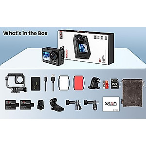 SJCAM Upgraded SJ4000 Action Camera 4K Ultra HD Dual Screen Underwater Camera 98FT Waterproof, 170° Wide Angle, Stabilization, 5X Zoom, WiFi Camera with Extra Battery, SD Card, Helmet Accessories Kit