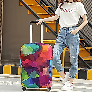 Explore Land Travel Luggage Cover Suitcase Protector Fits 18-32 Inch Luggage (Geometry, S(18-22 inch Luggage))