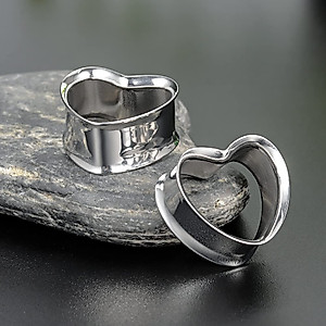 COOEAR 1 Pair Stainless Steel Gauges For Ears Heart Shape Ear Tunnels Plugs Flesh Stretchers Expander 0g to 1 Inch.