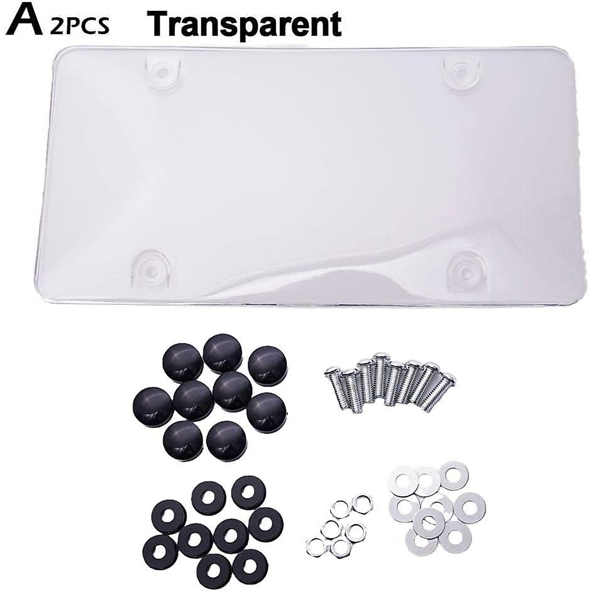 2Pcs Clear Unbreakable License Plate Shields Plate Cover License Shell Protective Modified Transparent License Plate Frames License Plate Frame Carbon Fiber License Plate Frame with Fastening Screws