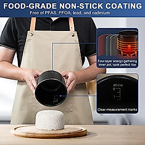 Bear Mini Rice Cooker 2 Cups Uncooked, 1.2L Portable Non-Stick Small Travel Rice Cooker, One Button to Cook and Keep Warm Function, Blue