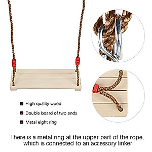 BORDSTRACT Hanging Wooden Swings for Kids and Adults, 150kg Load, Swing Seat with Adjustable Ropes for Playground Backyard Swing Set Accessories Replacement