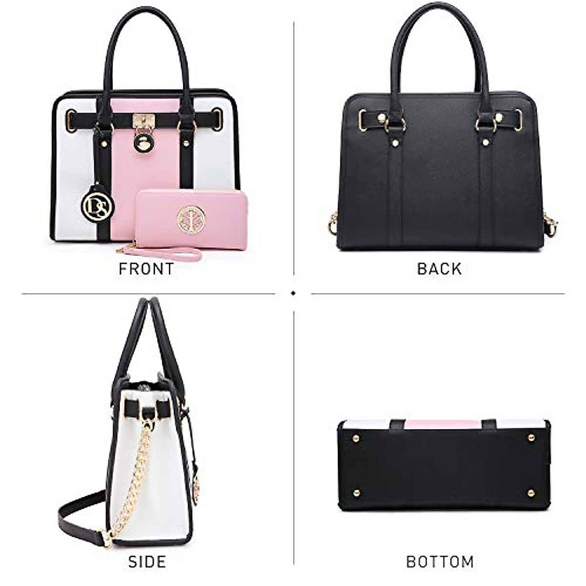 Dasein Women Handbags Purses Wallet Shoulder Bags Top Handle Satchel Purse Tote Work Bag Set 2pcs