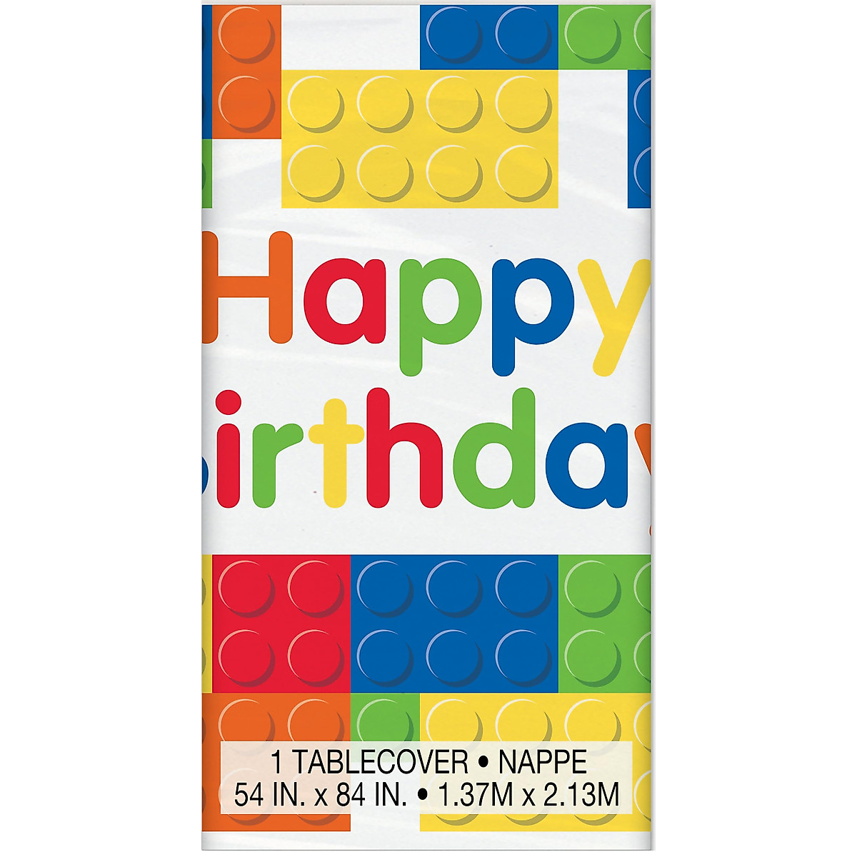 Building Blocks Birthday Plastic Tablecloth, 84" x 54"