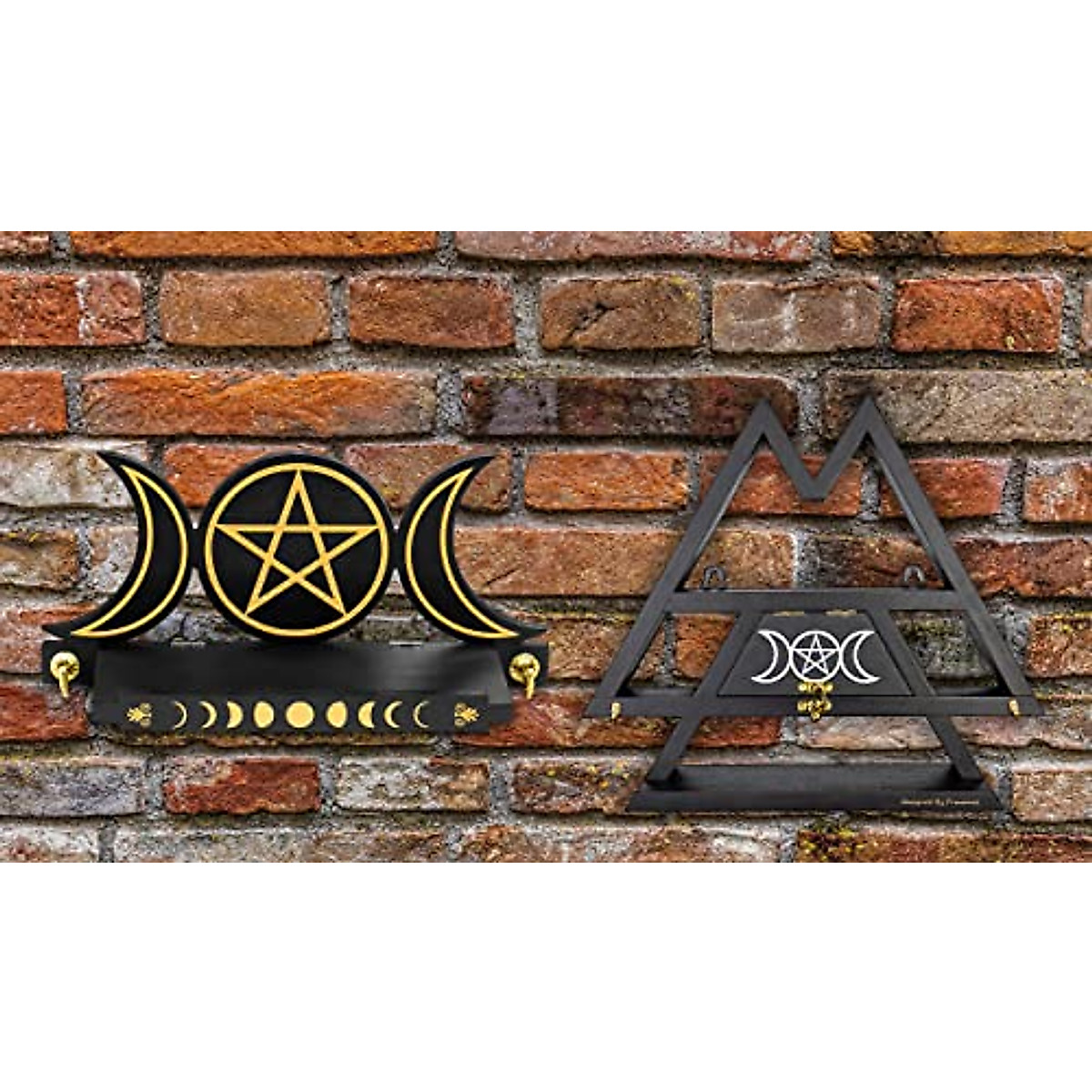 Pracaniz Crystal Shelf & Pracaniz Moon Shelf,Moon Phases Wall Art - Hanging Decor,Witchy Decor,Gothic Decor