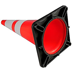 VEVOR 6Pack 36" Traffic Cones, Safety Road Parking Cone with Black Weighted Base, PVC Orange Traffic Safety Cones, Hazard Cones Reflective Collars for Construction Traffic Parking