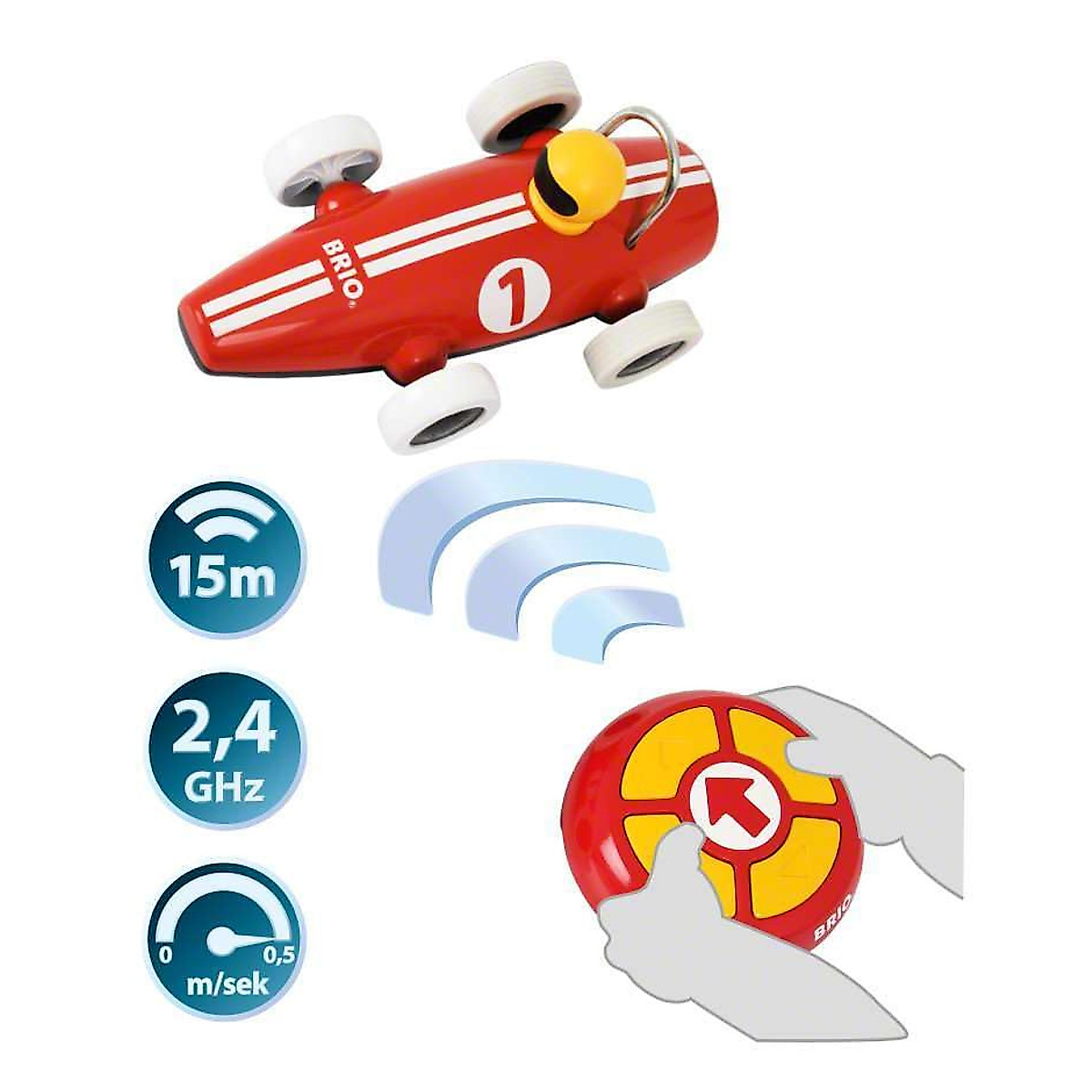 BRIO 30388 Remote Control Race Car - Interactive Racing Toy for Toddlers | Age Appropriate Design | High Impact-Resistant Plastic | Skill Development | Safety Assured