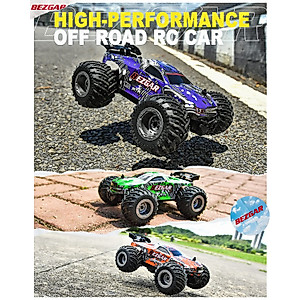 BEZGAR TM202 Toy Grade 1:20 Scale Remote Control Car,2WD Top Speed 15 Km/h Electric Toy Off Road 2.4GHz RC Monster Vehicle Truck Crawler with 2 Rechargeable Batteries for Boys Kids and Adults