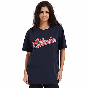 Mens Atlanta Classic Baseball Crew Neck Tee T-Shirt (Men, XL, Atlanta Navy)
