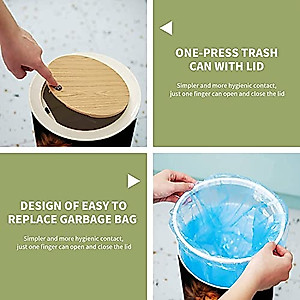 IBPNKFAZ89 Small Trash Can with Lid African Lion Profile Portrait Isolated on Black Spectacular Dramatic Garbage Bin Wood Waste Bin Press Cover Round Wastebasket for Bathroom Bedroom Office Kitchen